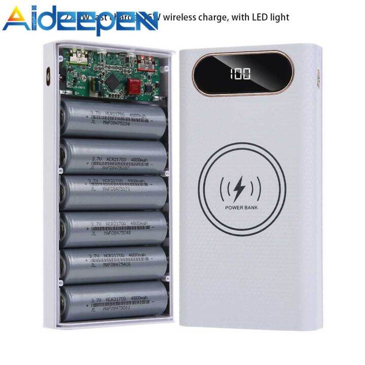 Aideepen Diy Removable 21700 Power Bank Case Kit 6 Qc Wireless Charging ...
