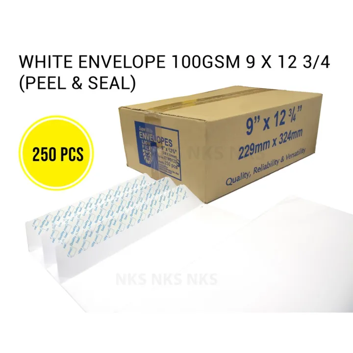 9 x 12.75 A4 White Envelope 100gsm Peel & Seal (250pcs/Box) / A4 White ...