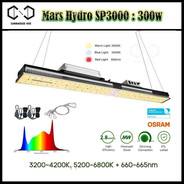 Mars Hydro ไฟปลูกต้นไม้ LED Marshydro Mars SP 3000 LED Full Spectrum Hydroponic LED Grow Light ...