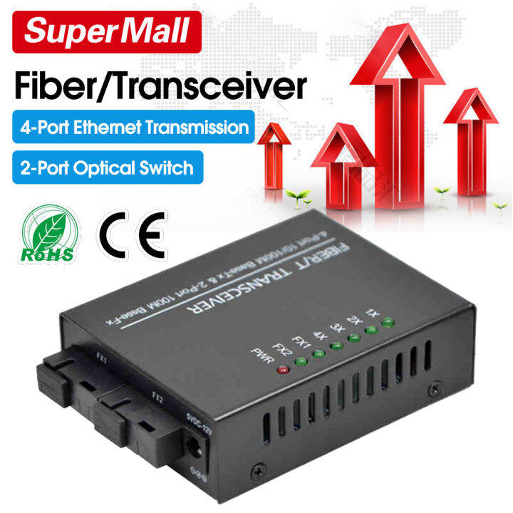 BISA COD 10/100Mbps 4 RJ45 2 SC Ethernet Fiber Converter Switch Optical ...
