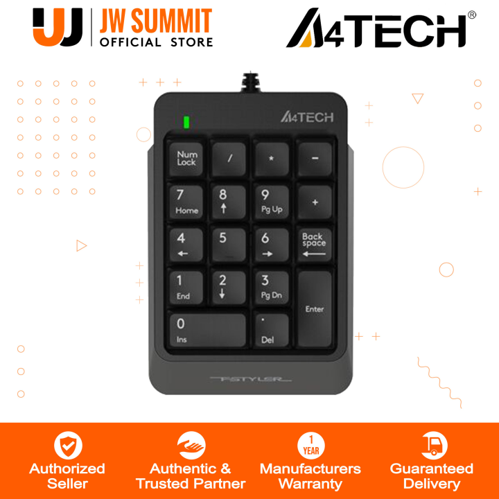 A4Tech FK13 Fstyler Sleek Round-Square Keycaps High-Elasticity Wired Silicon Numeric Keypad ...