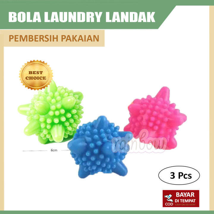 rainbow 3 Pcs Bola Laundry Magic Ball Landak Bola Karet Pencuci Baju ...