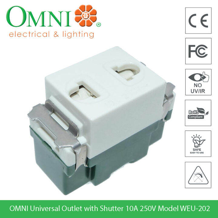 OMNI Classic Series CS Universal Outlet with Shutter 10A 250V Model WEU ...