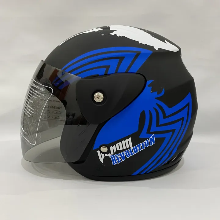 Helm Evo Venom Biru Doff Half Face Helmet Nouvo Helem SNI Dewasa Motif ...