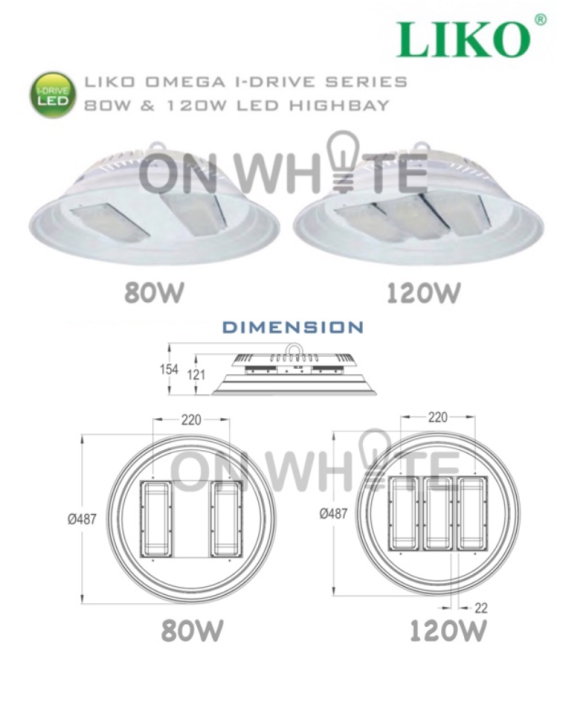 LIKO LED High Bay 80W / 120W Daylight 5700K [ OMEGA I-DRIVE ] | Lazada