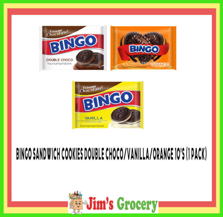 JIMS BINGO SANDWICH COOKIES DOUBLE CHOCO/VANILLA/ORANGE 10'S (1 PACK ...