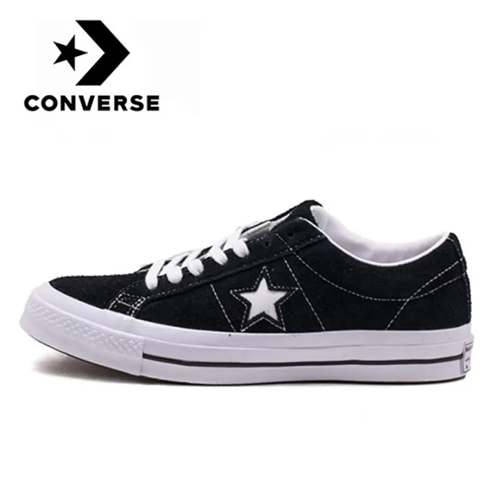 Converse Canvas Shoes One Star Ox Low Suede Black White Men and Women ...