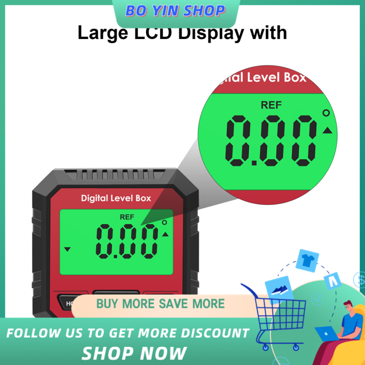 BO YIN Magn-etic Digital Angle Meter Absolute and Relative Measurement Angle and Slope ...
