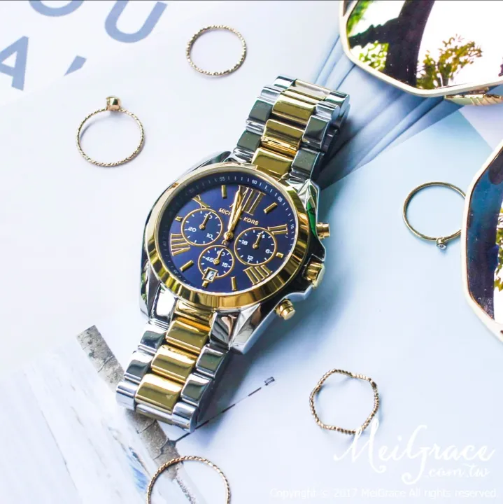 Michael Kors Chronograph Navy Blue Dial Two-tone Women's Watch MK5976 ...