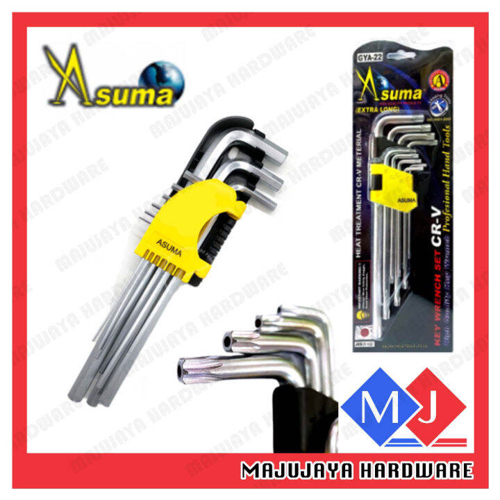 ASUMA 9pcs Extra Long Allen Key Wrench Set Ball Point Flat Head Hex ...