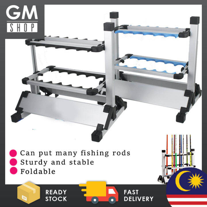 GMshop 12 Hole Aluminum Alloy Fishing Tackle Rod Fishing Rod Holder ...