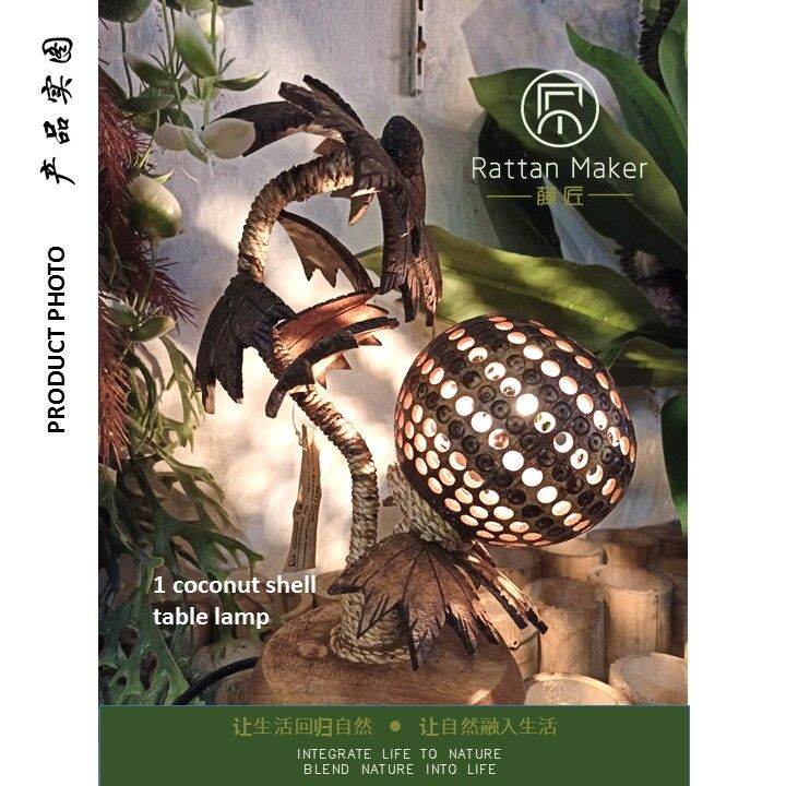Natural Coconut Shells Table Lamp Coconut Tree Fully Natural Materials ...