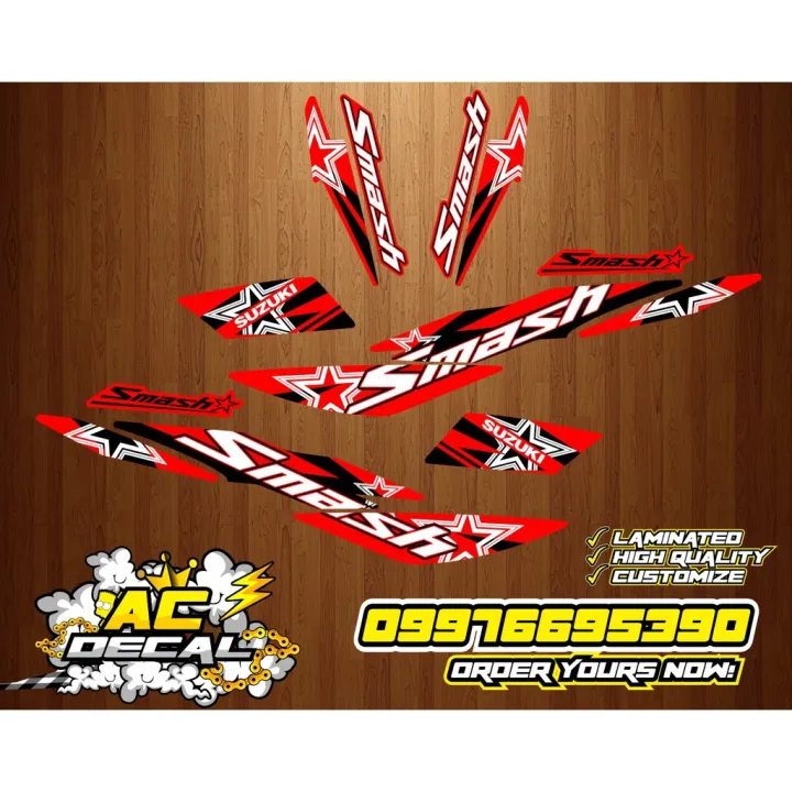 sticker decals motorcycle Smash 115 Decal Custom Red (ACDecal) | Lazada PH