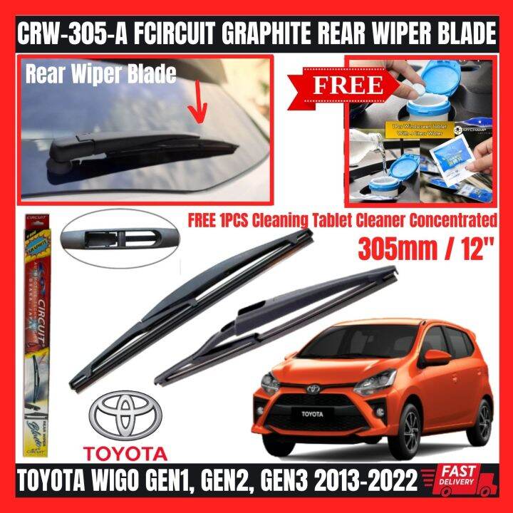 CRW-305-A CIRCUIT GRAPHITE REAR WIPER BLADE FOR TOYOTA WIGO GEN1, GEN2 ...