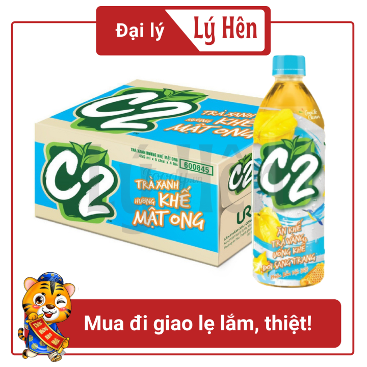 Thùng 24 Chai Trà Xanh C2 Hương Vị Khế Mật Ong Nhựa 455ml Date Luôn Mới ...