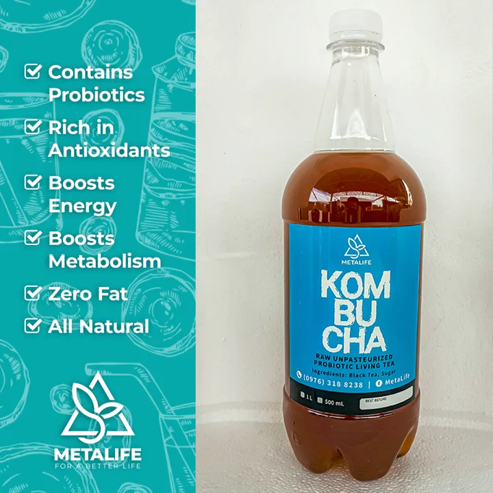 MetaLife (1 Liter) Kombucha/Kombucha Tea (Ginger Lemon Flavor), Ready ...