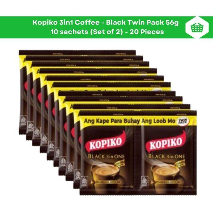 Kopiko 3in1 Coffee - Black Twin Pack 56g x 10 sachets (Set of 2) - 20 ...