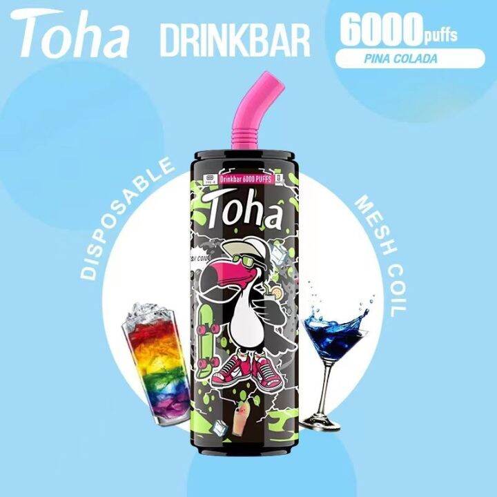 vape TOHA Drink Bar 6000 Puffs Rechargeable Disposable Vape Pod 6k ...