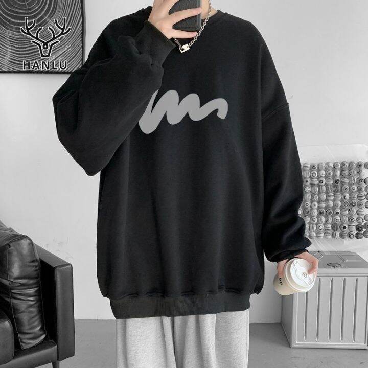 HANLU เสื้อสเวตเตอร์ผู้ชายแฟชั่นเวอร์ชั่นเกาหลีอินสเวตเตอร์คอกลมทรงหลวม ...