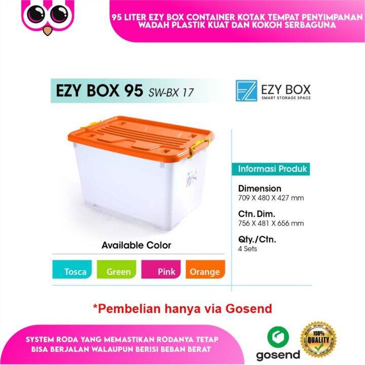 95 LITER EZY BOX CONTAINER KOTAK TEMPAT PENYIMPANAN WADAH PLASTIK KUAT ...