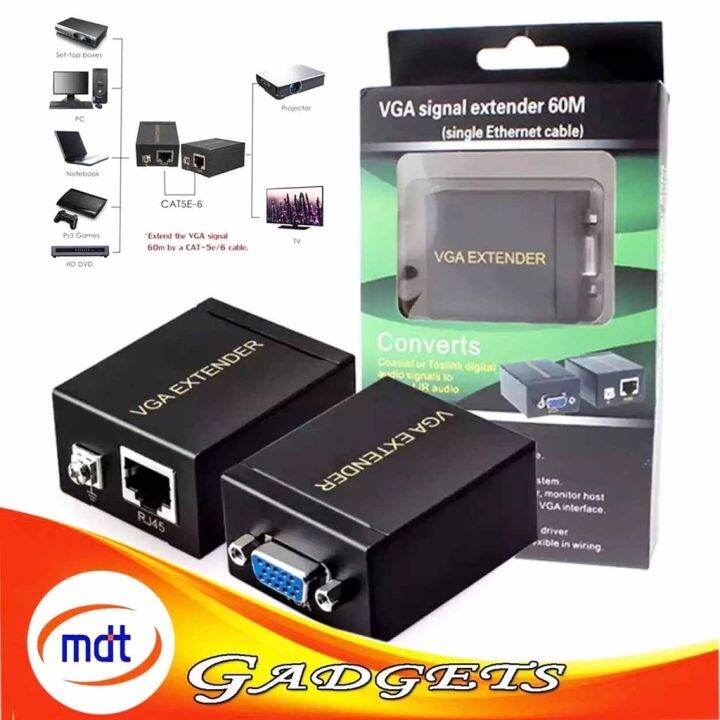 VGA Signal Extender 60M Amplifier Signal RJ45 CAT-5e/6 Ethernet Cable ...