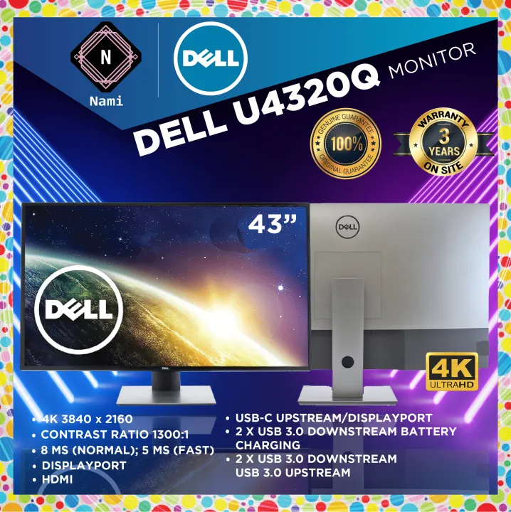 Dell U4320Q 43" 4K UltraSharp USB-C (3840x2160) 5MS IPS LED Monitor New ...