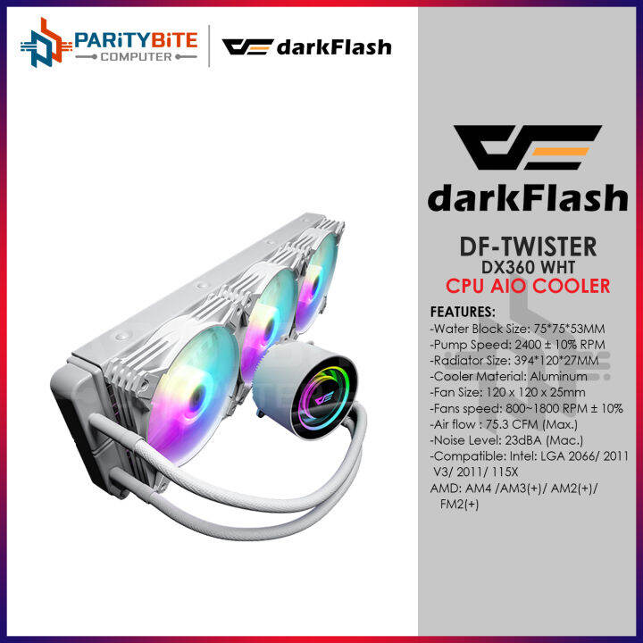 darkFlash Twister DX-360 White ARGB AIO Liquid CPU Cooler | Lazada PH