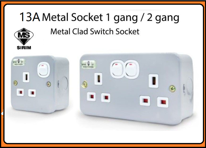 YLK (SIRIM)13A Metal Switch Socket [Single/Double] Switch Socket Outlet ...