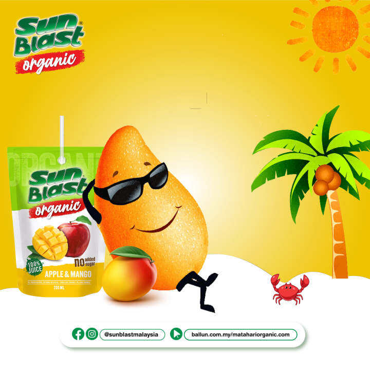 Sunblast 100% Organic Apple-Mango Juice (200ml x 10 packs) | Lazada