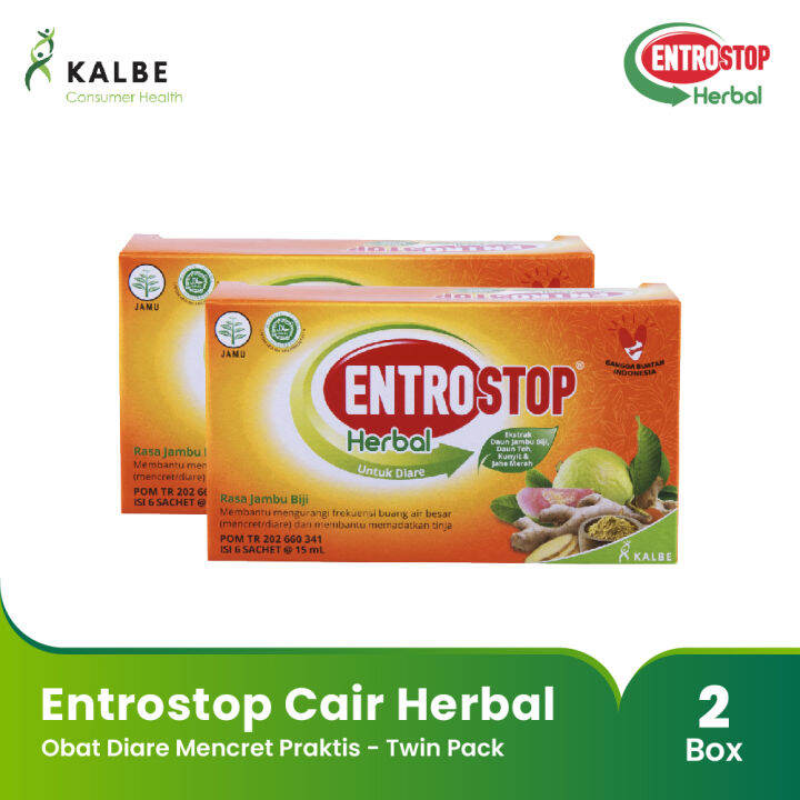 Entrostop Cair Herbal Obat Diare Box 6 Sachet 15 ml - Twin Pack ...