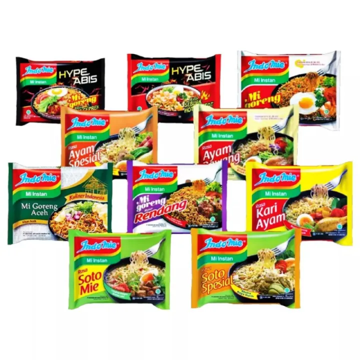 10 Pcs Indomie Mie Instan / Indomie Goreng / Indomie Soto / Indomie Ayam Bawang / Indomie Kari ...