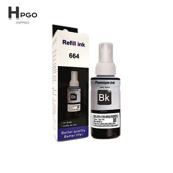 Epson Black 664 Refill ink Compatible For Epson L120 L360 L301 L310 L130 L565 L300 Printers 70ML ...
