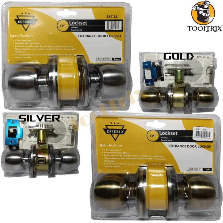 ESPERTO Entrance Door Lockset STAINLESS 587 AB, 587 SS {Sold per pc-set ...