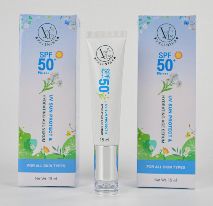 2 ชิ้น VALENTHA UV SUN PROTECT & HYDRATING AGE SERUM SPF50+ PA ...