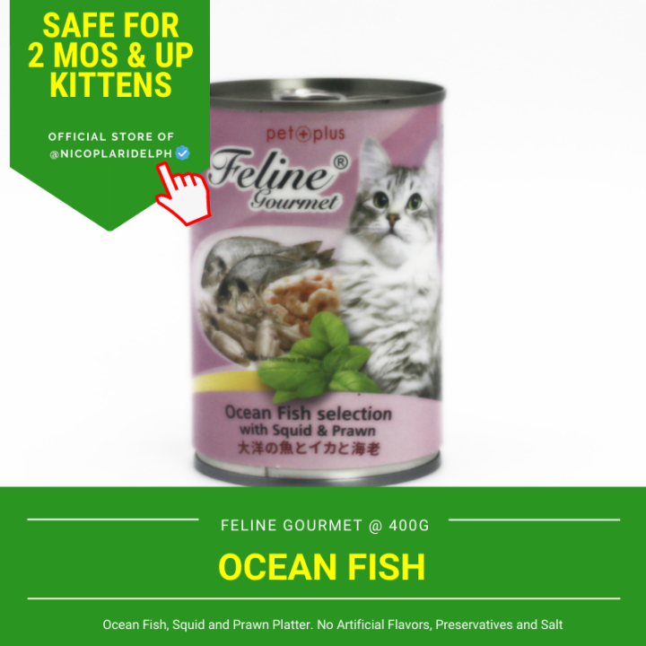 Feline Gourmet in Can Ocean Fish, Squid and Prawn - 100% No Salt and ...