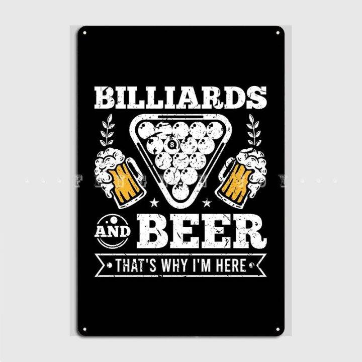 Billiards Beer Pool Player Metal Sign Club Home Funny Plaques Pub ...