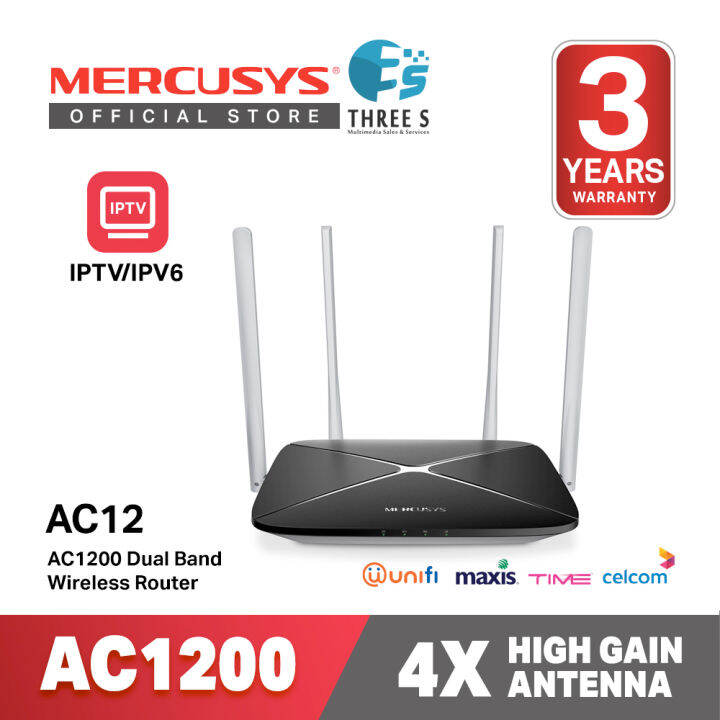 Mercusys AC12 AC1200 Dual Band Wireless Router | Lazada