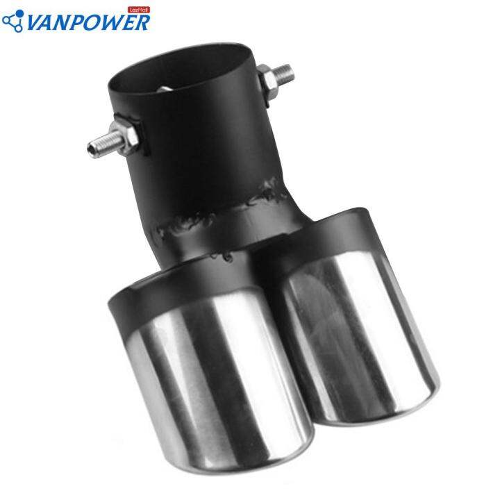 Dual Outlet Car Exhaust Tip Rolled Edge Auto Muffler Silencer Black ...