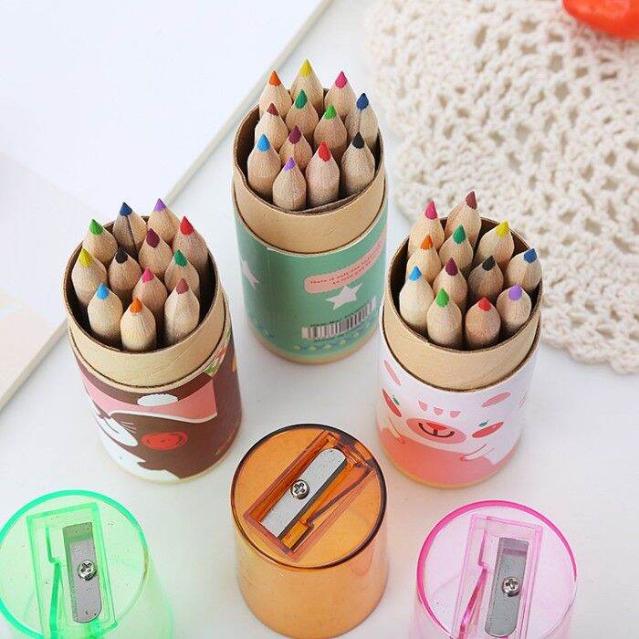 Pensil Warna Kayu Murah 12 Warna Dengan Pengserut Dan Box Karakter ...