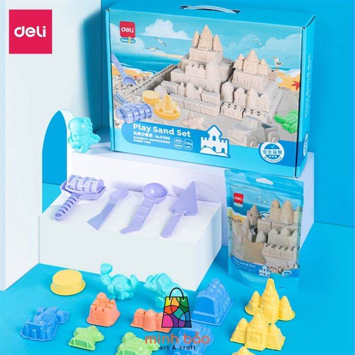 BỘ ĐỒ CHƠI CÁT ĐỘNG LỰC TẠO HÌNH KÈM KHUÔN 1.5KG DELI - CÁT DẺO VI SINH ...