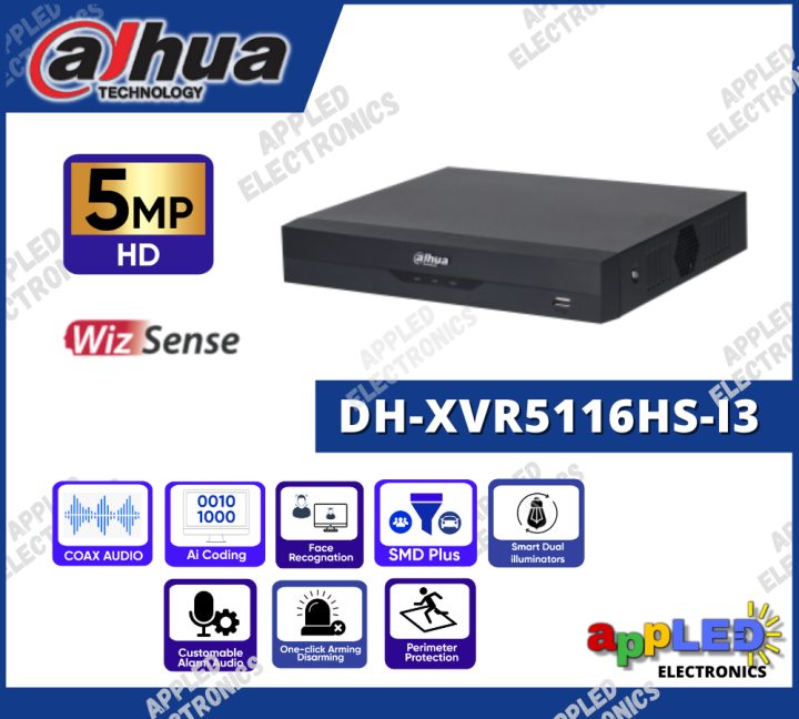 Dahua DH-XVR5116HS-I3 16CH 5MP WIZSENSE DVR with AoC (Audio over Coax) Support | Lazada PH