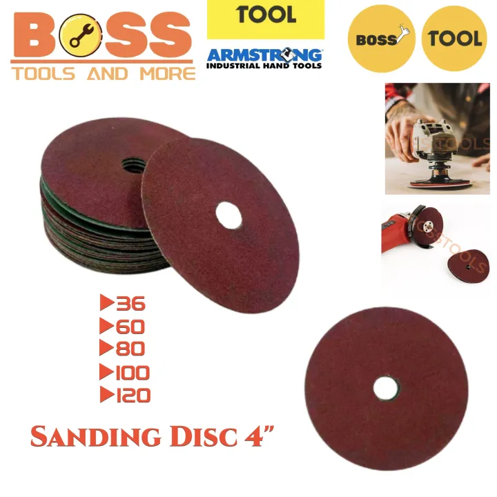 Armstrong Sanding Disc 4" Sander Fiber Disc Grinding Wheel Grit Paper ...