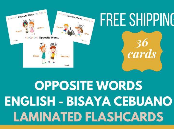 Pocket Size Flashcards Opposite Words English-Bisaya Cebuano | Front ...
