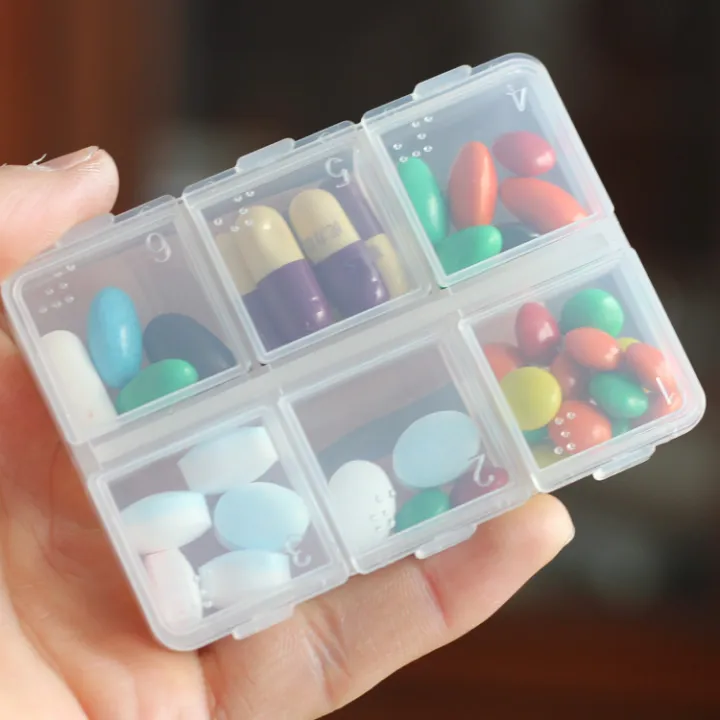 Small medicine box portable packaging medicine small mini 6-cell ...