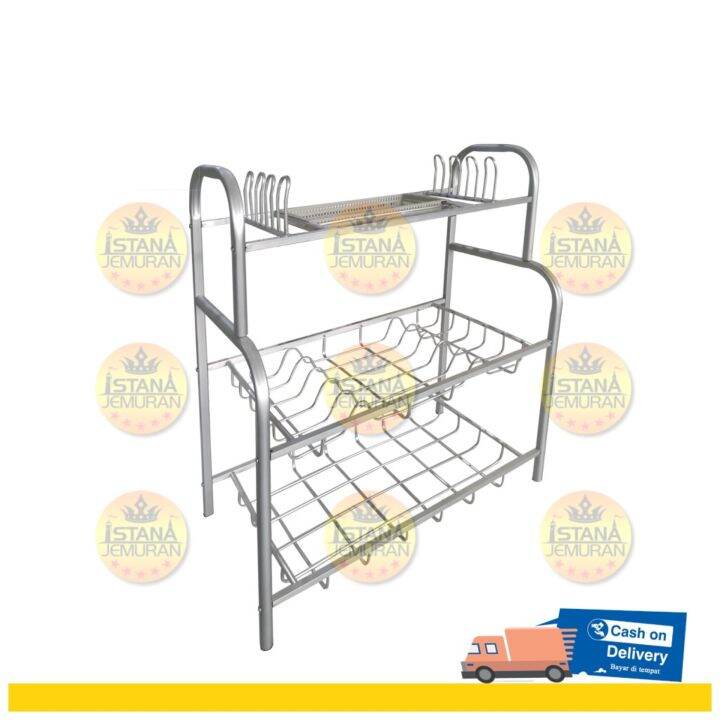 Rak Piring Gelas Besar Alumunium / Rak Tiris Piring / Rak Pengering ...