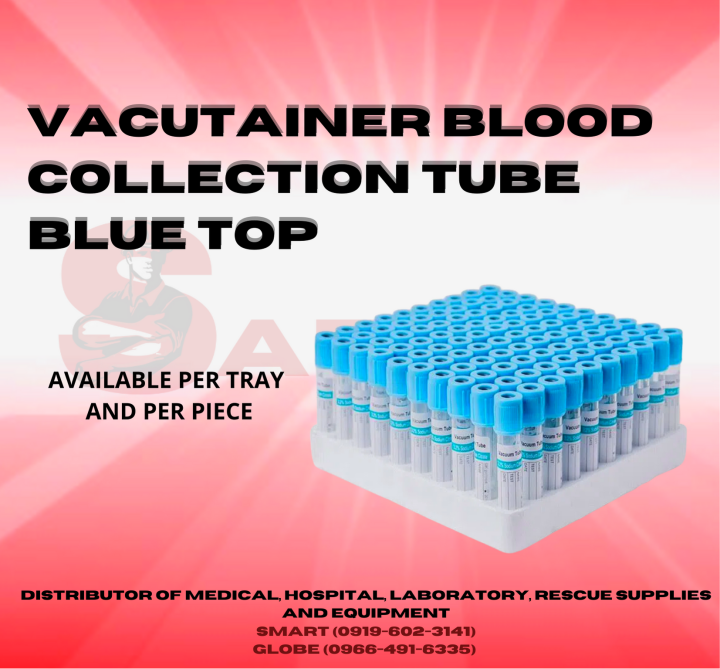 VACUTAINER BLOOD COLLECTION TUBE BLUE TOP 1.8ML PER TRAY 100'S | Lazada PH