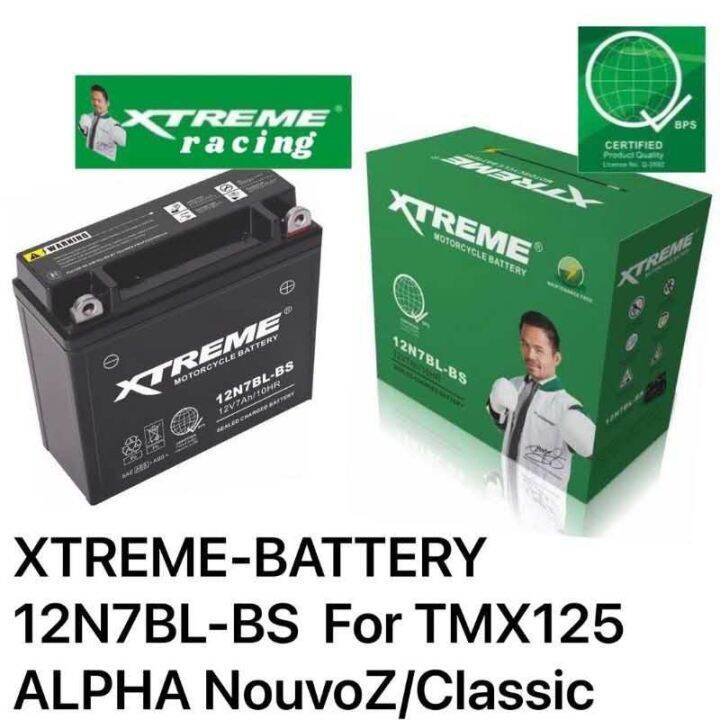 XTREME MOTORCYCLE BATTERY 12N7BL-BS For TMX125 ALPHA, NOUVO Z/CLASSIC ...