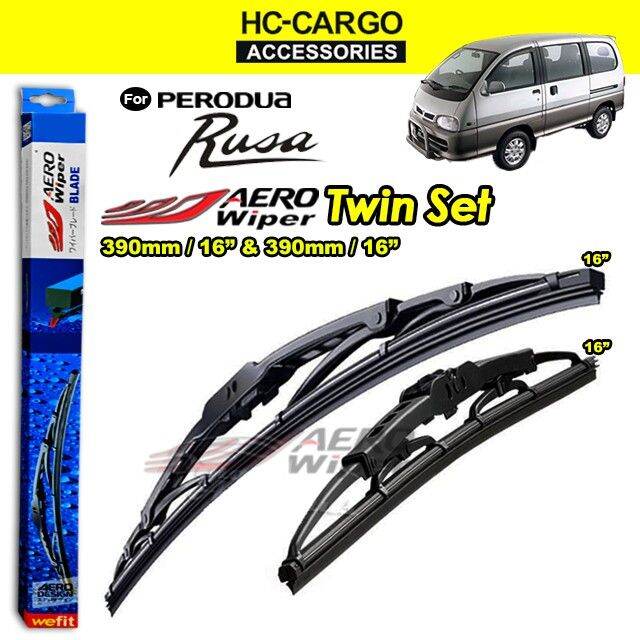 Perodua Rusa Aero Wiper (AW) Blade 1 PAIR ECONOMY TWIN Set (U-Hook Type ...