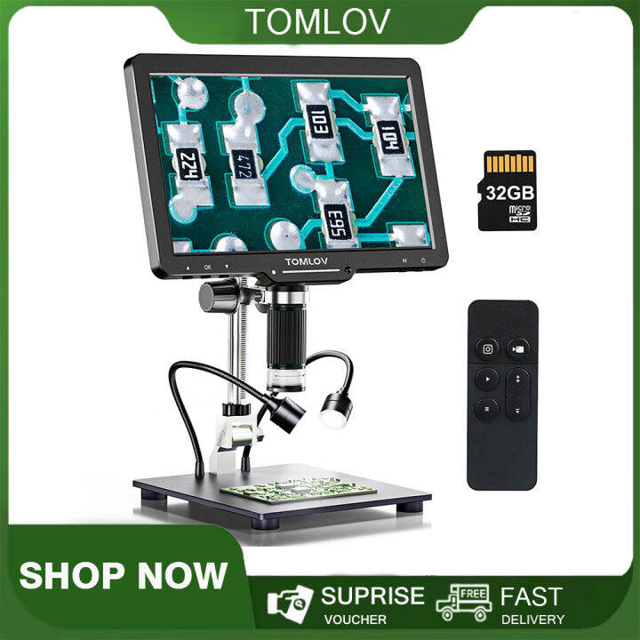 TOMLOV DM501 10.1 Inch HDMI Digital Microscope 1300X with Polarizer ...
