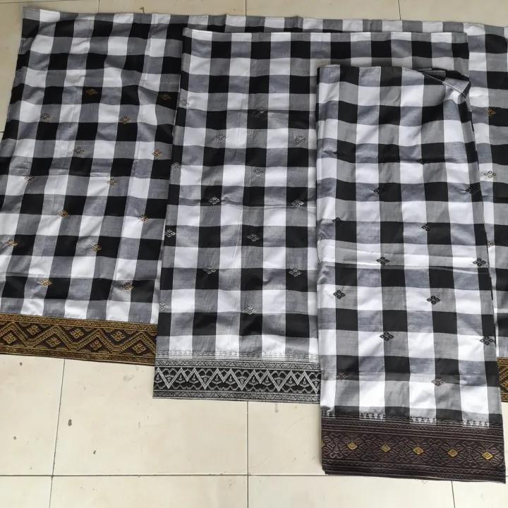 Kain saput poleng Bali list tepi lebar variasi bordir lembaran | Lazada ...